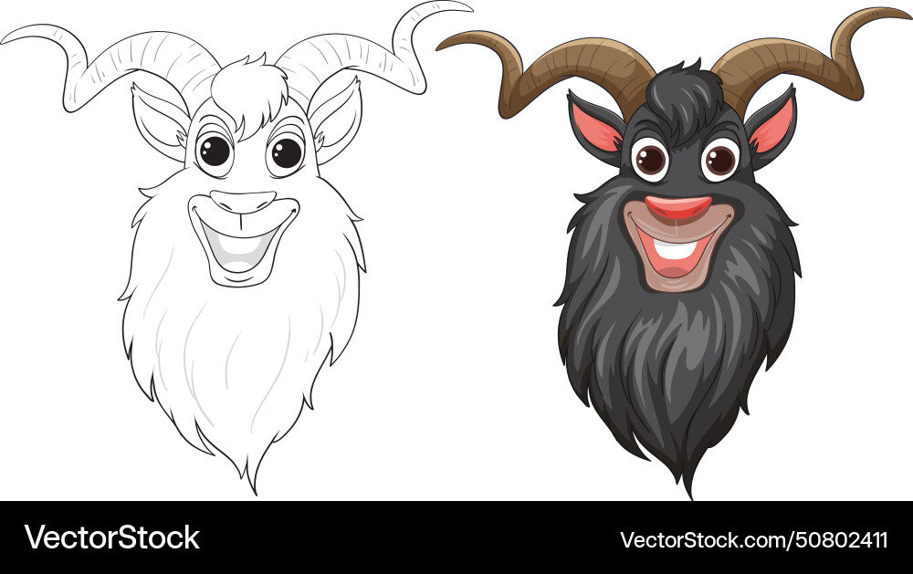 Two smiling goats in a playful style Royalty Free Vector