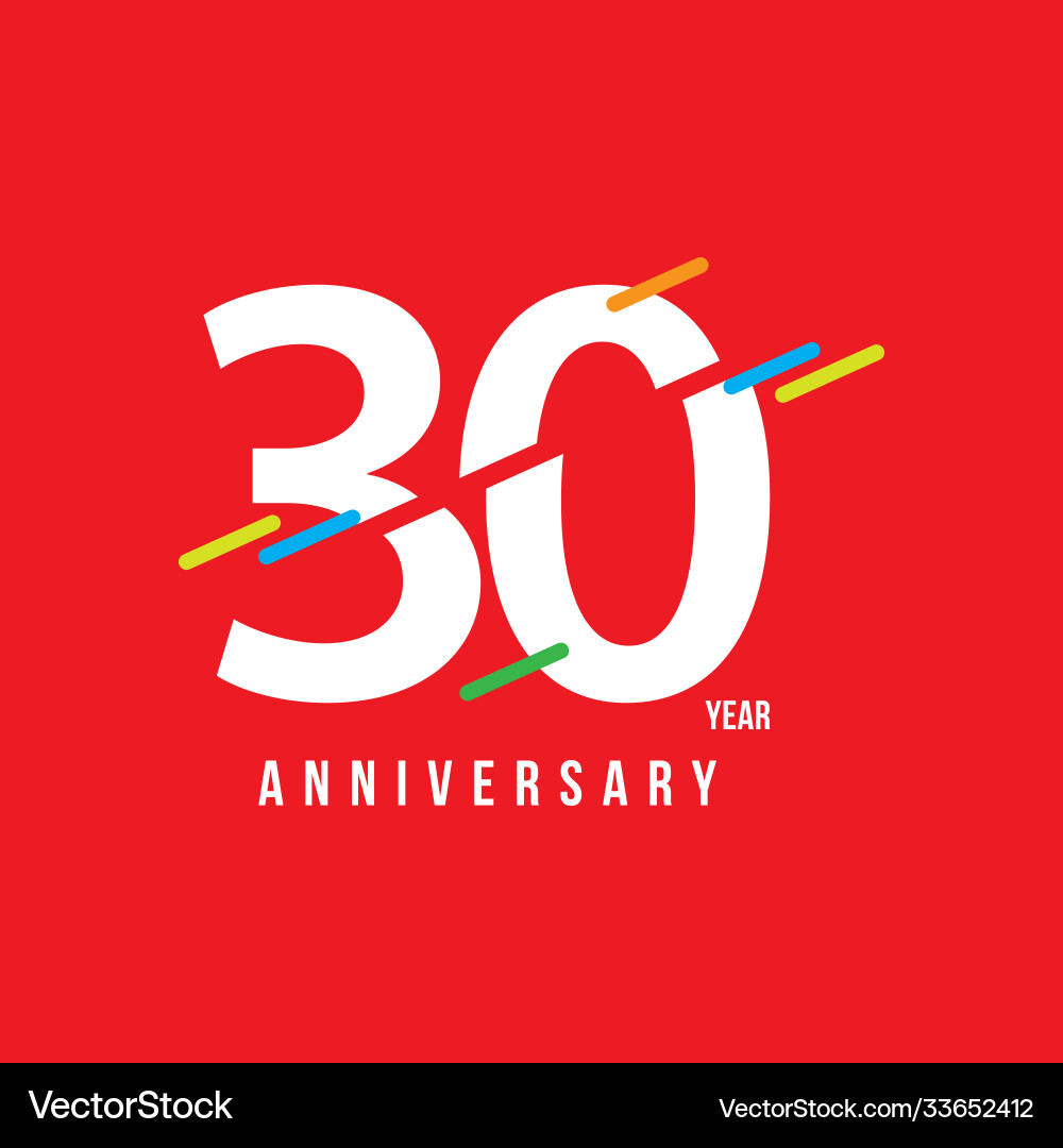 30 year anniversary template design Royalty Free Vector