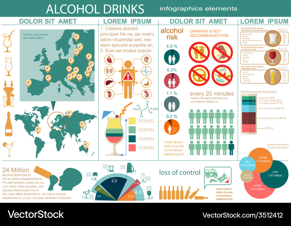 Alcohol drinks infographic Royalty Free Vector Image