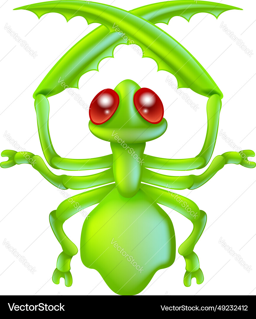 Cartoon insect preying mantis bug Royalty Free Vector Image