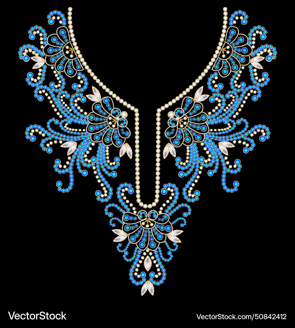 Collar neck decoration with rhinestones Royalty Free Vector