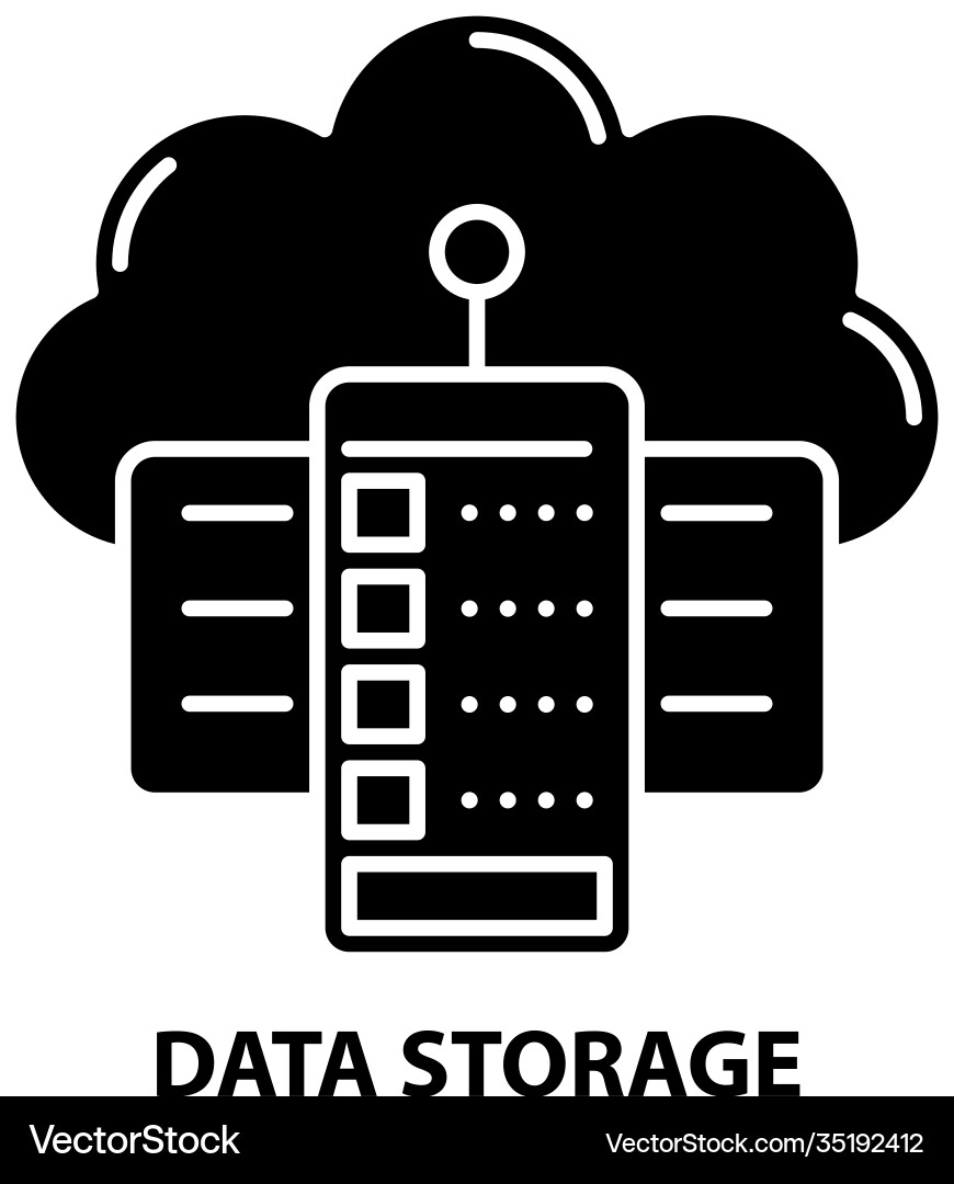 Data storage icon black sign with editable Vector Image