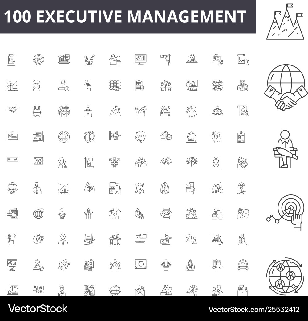 Executive management line icons signs set Vector Image