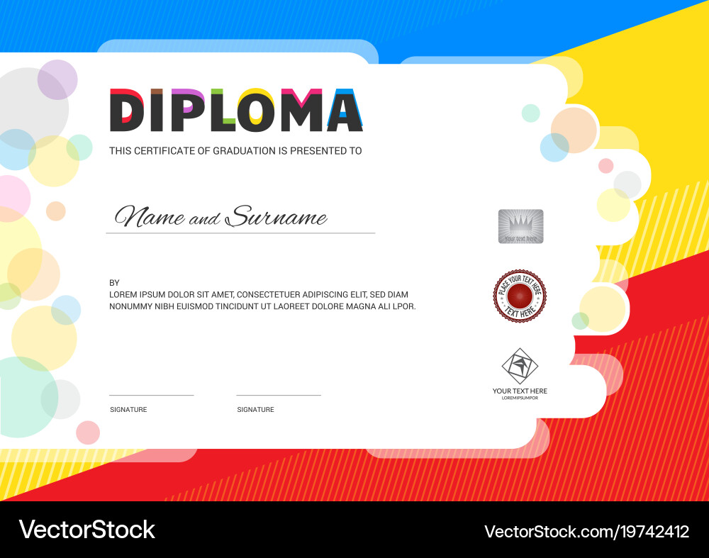 Kids summer camp diploma or certificate template Vector Image