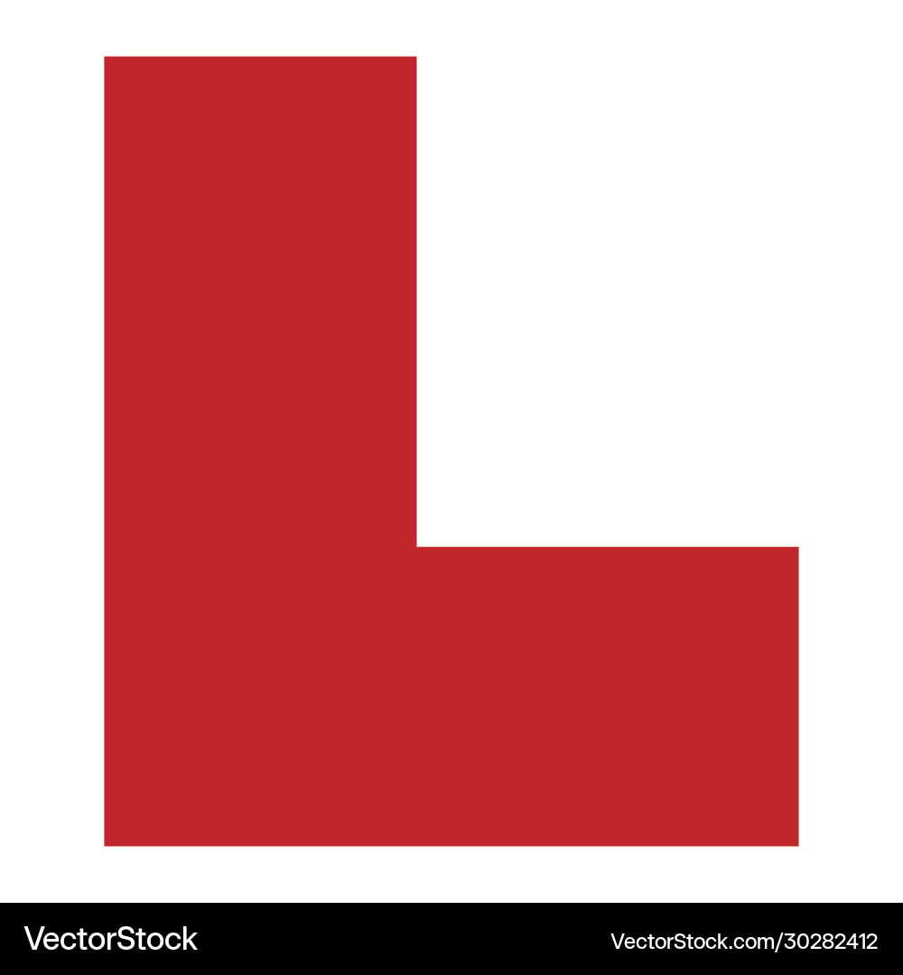 L plate on car for learner driver school Vector Image