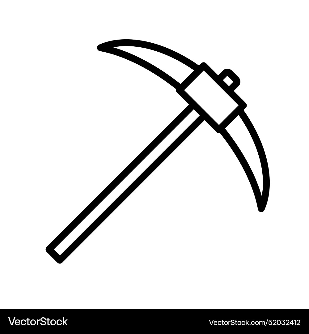 Pickaxe icon linear logo mark in black and white Vector Image