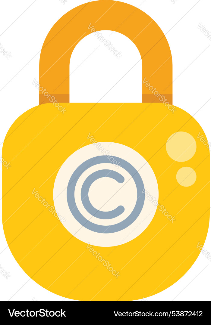 Yellow padlock protecting copyright symbol Vector Image