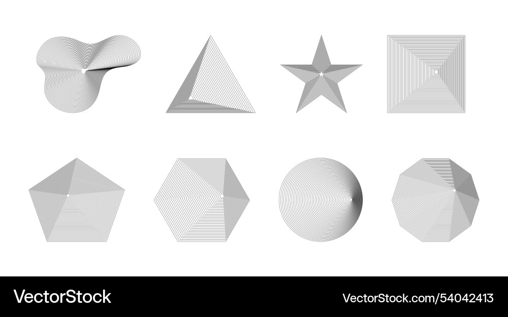8 futuristic shapes set Royalty Free Vector Image