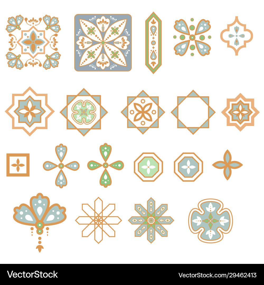 Arabic geometric shapes elements set Royalty Free Vector