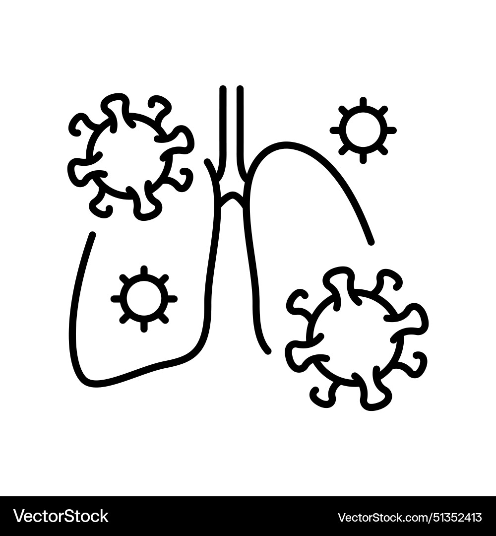 Bronchitis line black icon human disease sign Vector Image