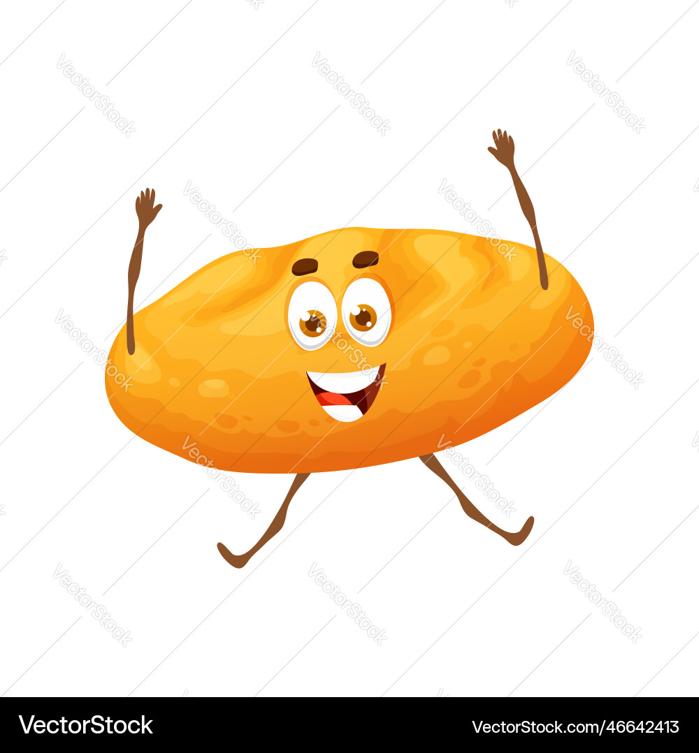 Cartoon potbrood bread character bakery food Vector Image