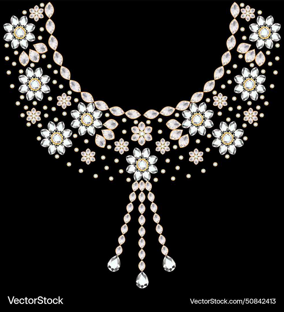 Collar neck decoration with rhinestones Royalty Free Vector