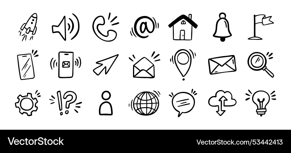 Contact doodle hand drawn icon isolated Royalty Free Vector