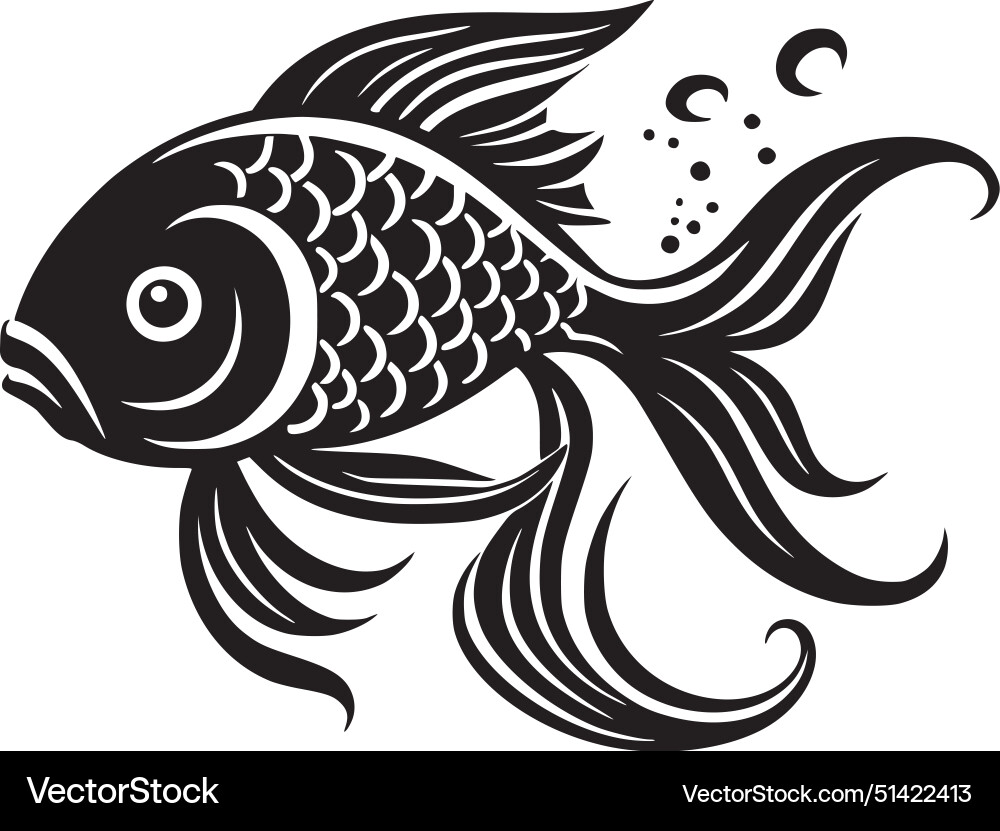 Goldfish - black and white Royalty Free Vector Image