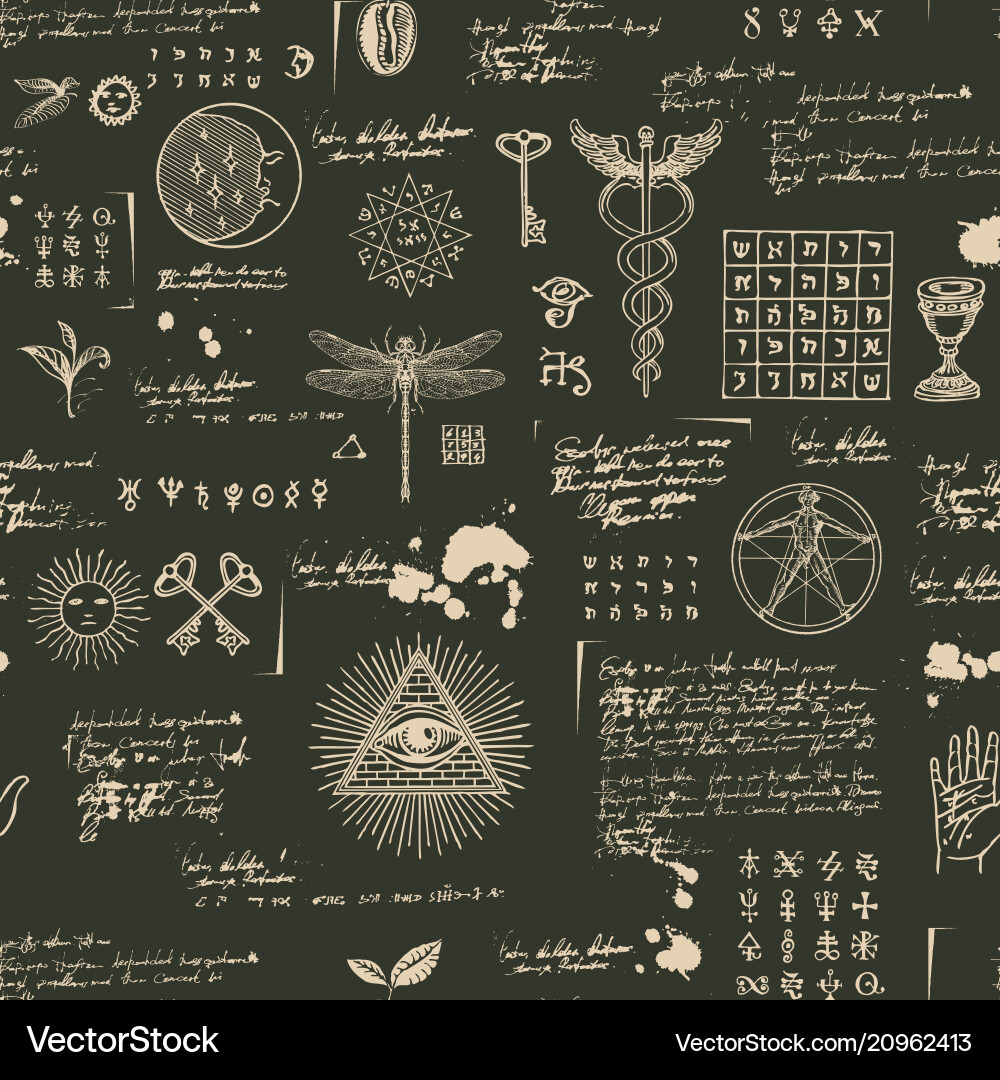 Mystical esoteric occult seamless background Vector Image