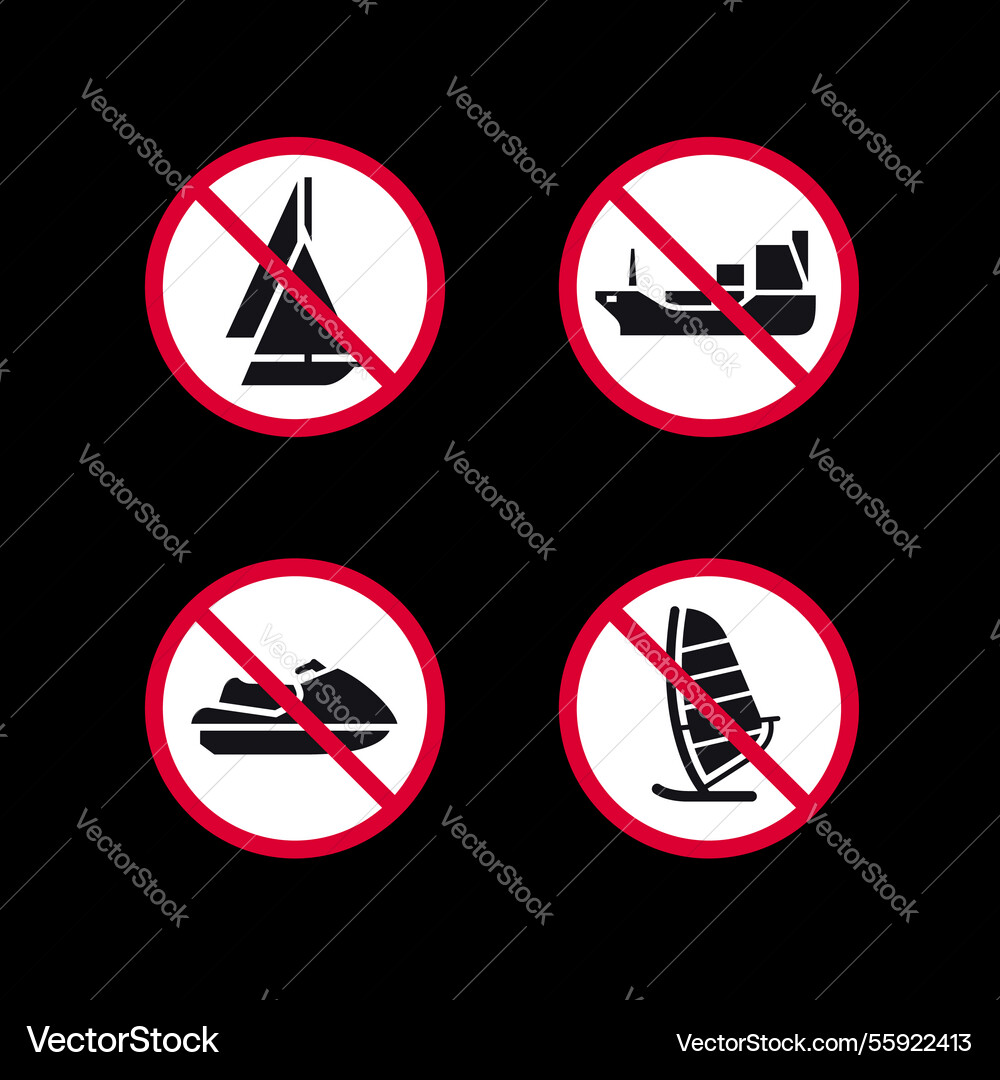 Prohibited sign forbidden round stickers set icons