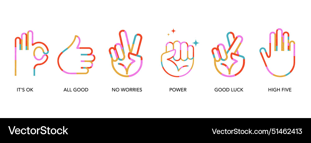 Set of hand gestures icons Royalty Free Vector Image