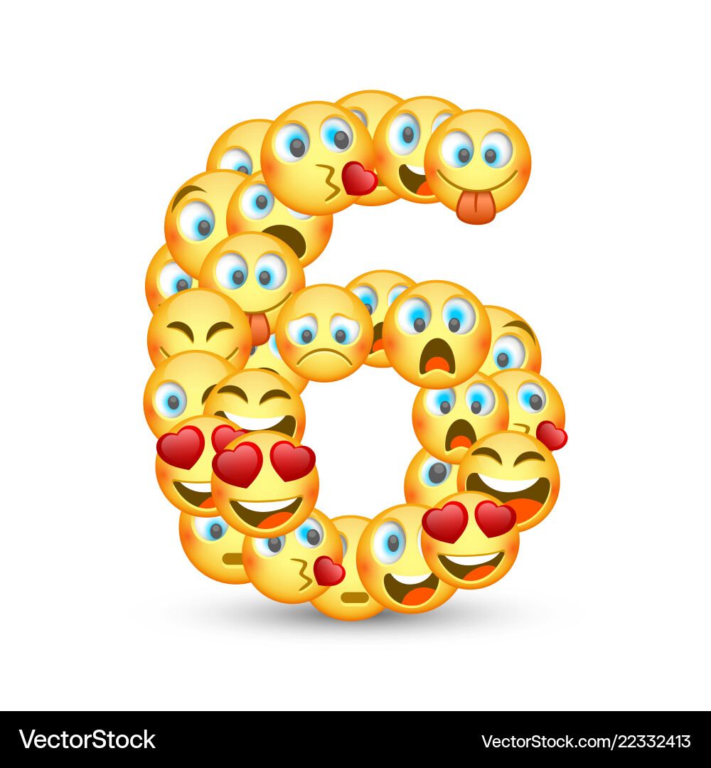 Six Number Emoticons Royalty Free Vector Image