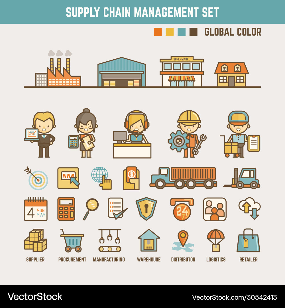 Supply chain infographic elements Royalty Free Vector Image