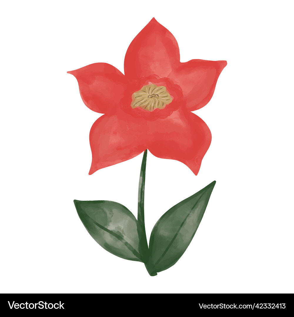 Watercolor textured simple naive flower Royalty Free Vector