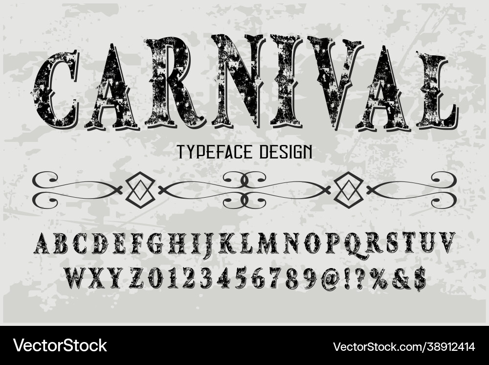 Alphabet vintage font typeface design white Vector Image