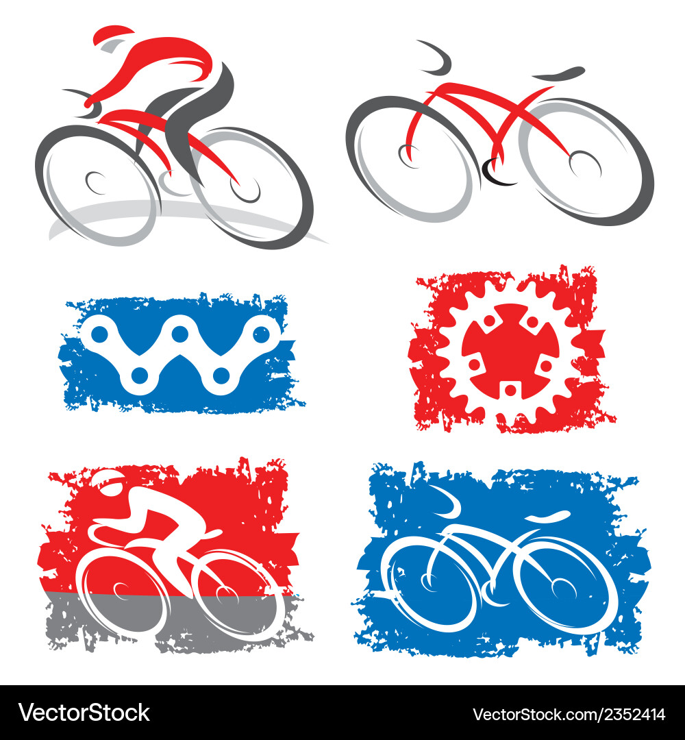 Cycling Icons - Bikes & Gear Royalty Free Vector Image