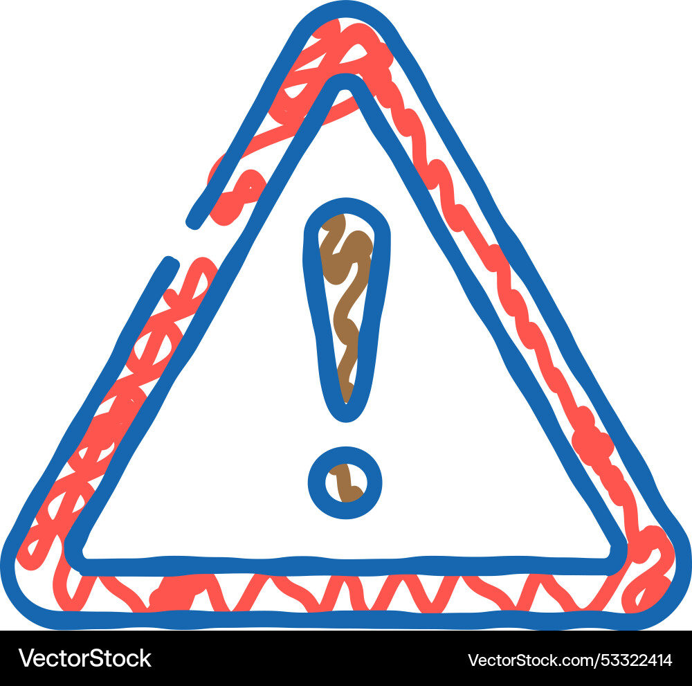 Exclamation mark alert icon doodle Royalty Free Vector Image