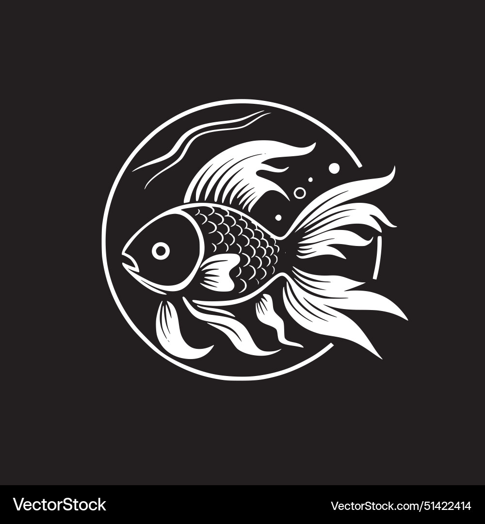 Goldfish - black and white Royalty Free Vector Image