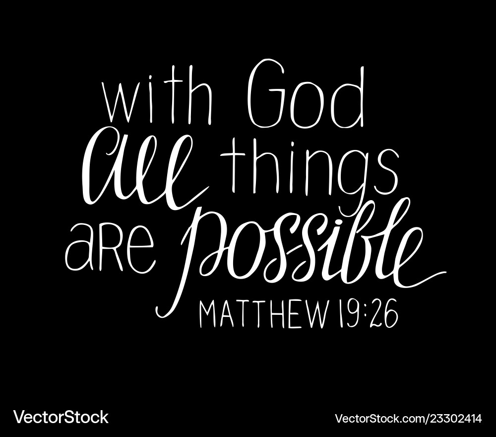Hand lettering with bible verse god all Royalty Free Vector