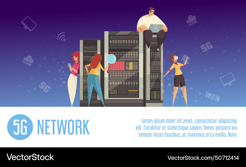 Internet technology horizontal banner Royalty Free Vector