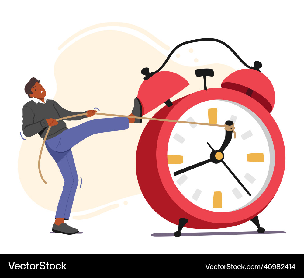 Man struggles to reverse direction of oversized Vector Image