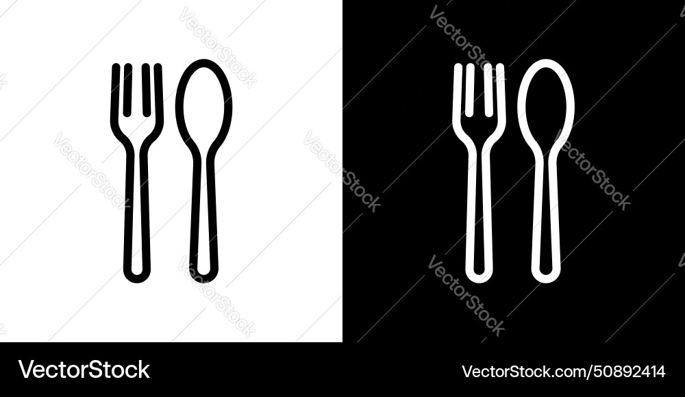 Spoon and fork icon set cutlery dinner meal Vector Image