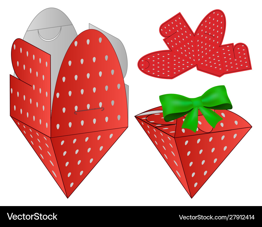 Strawberry box packaging die cut template design Vector Image