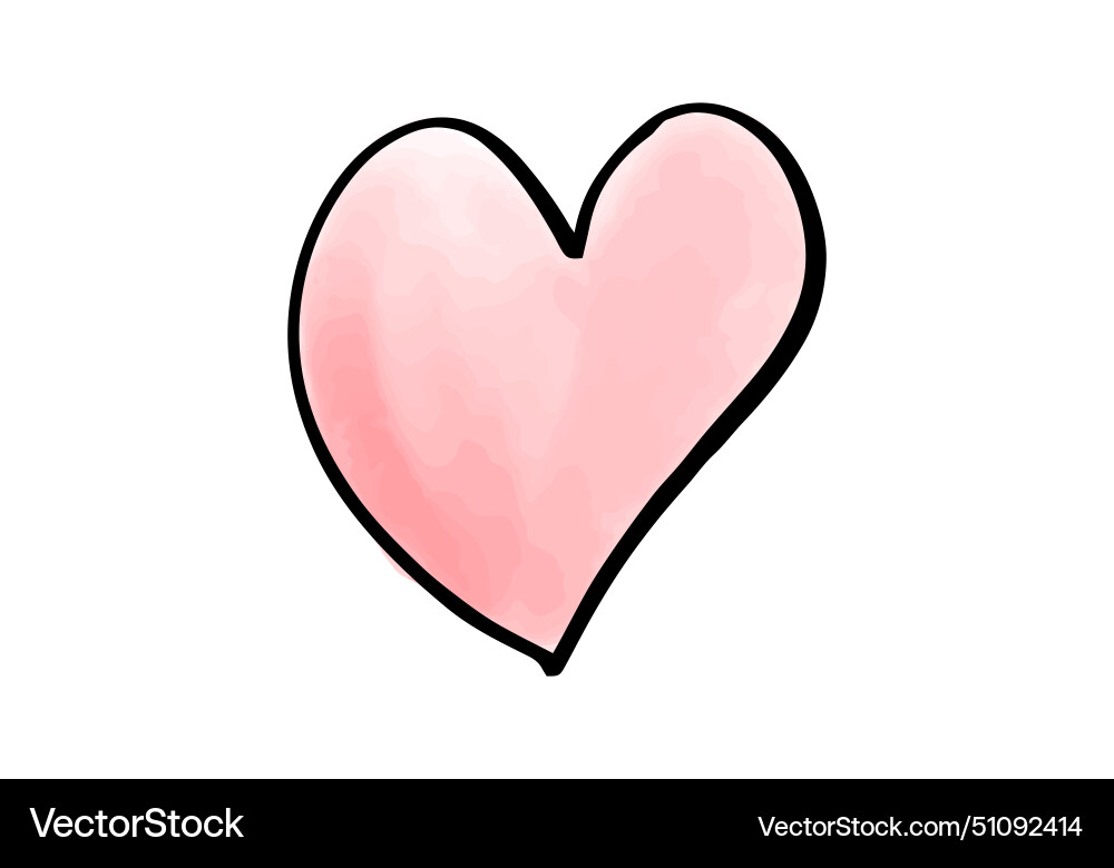 Watercolor doodle heart Royalty Free Vector Image