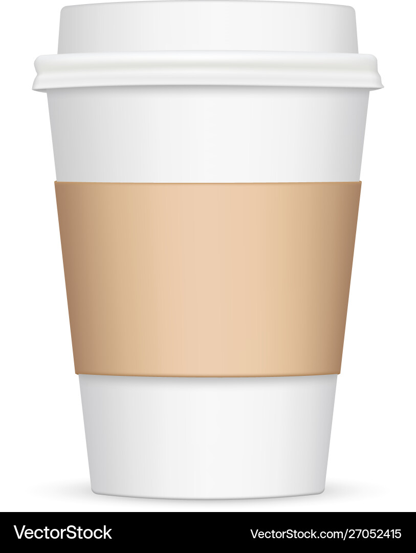 Coffee cup with sleeve mockup - front view Vector Image