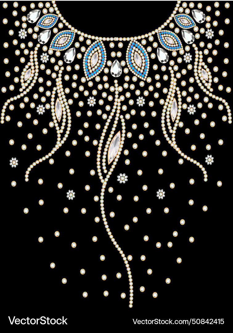 Collar neck decoration with rhinestones Royalty Free Vector