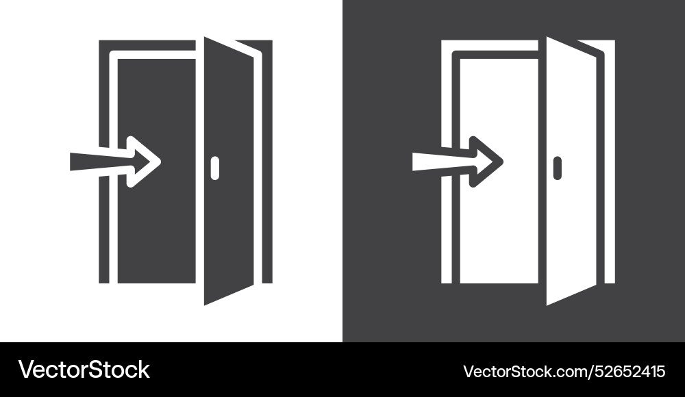 Entrance door icon thin line set Royalty Free Vector Image
