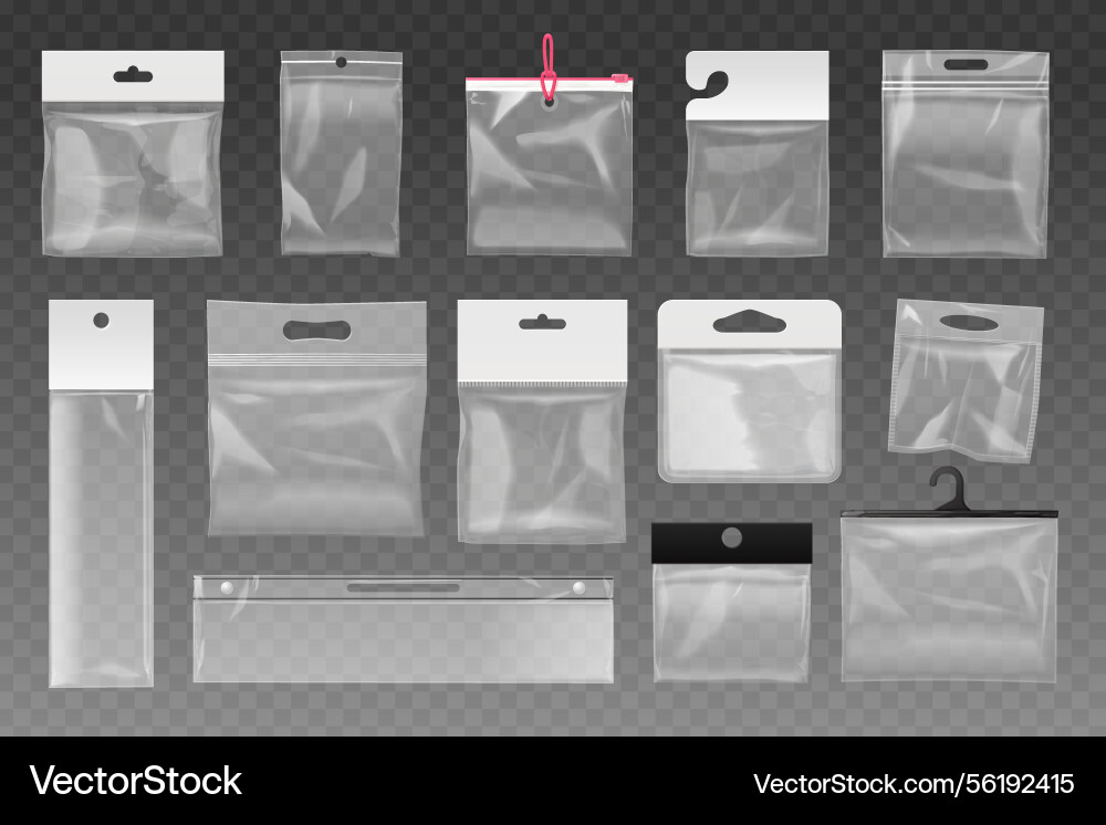 Plastic hanging packaging pocket hanger Royalty Free Vector