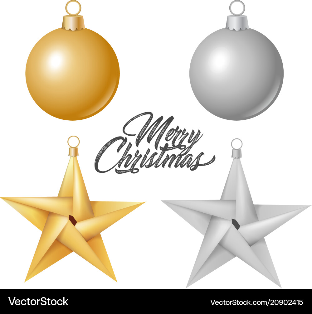 Realistic christmas tree toy ball star Royalty Free Vector