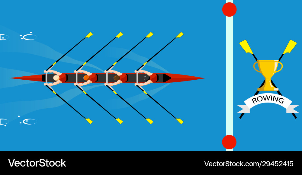 Rowing boat team wins competition Royalty Free Vector Image