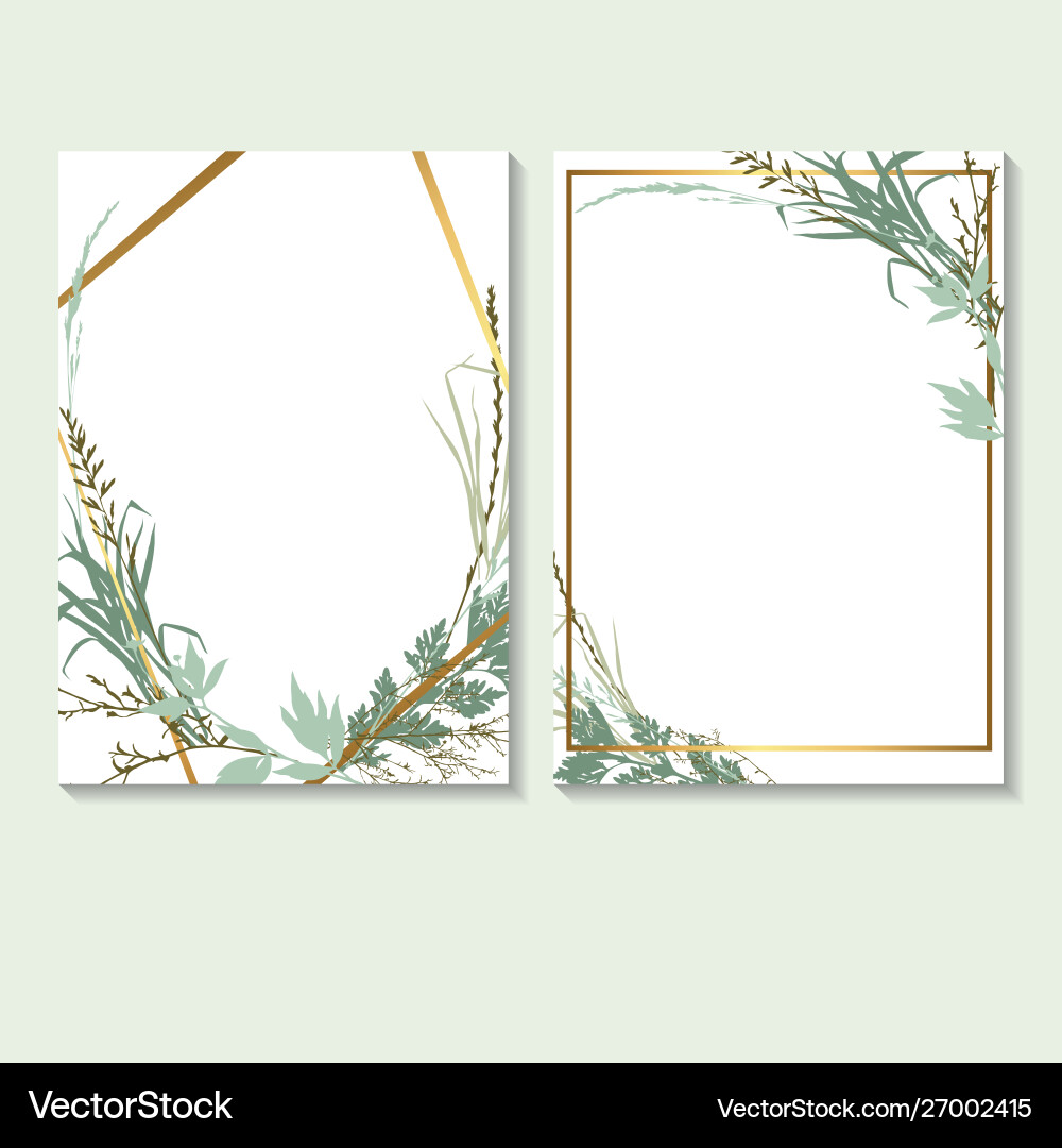 Template design cards with grass wedding Vector Image