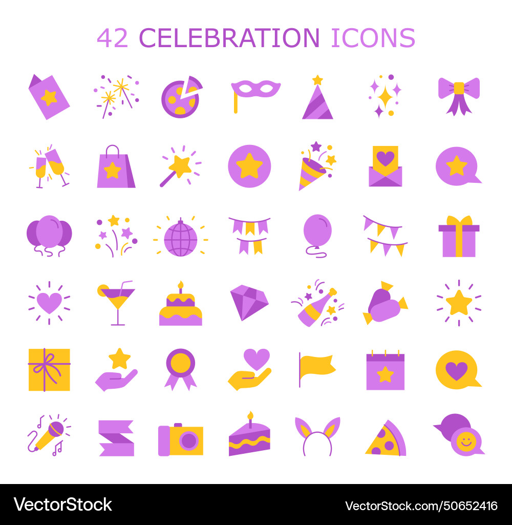A collection of 42 unique celebration-themed Vector Image