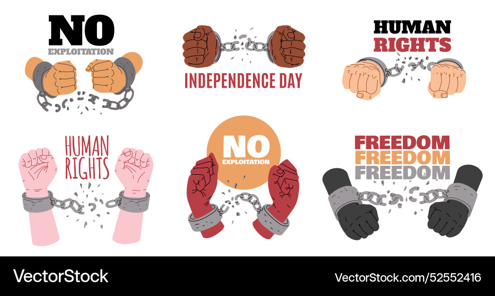 Anti-exploitation freedom set Royalty Free Vector Image