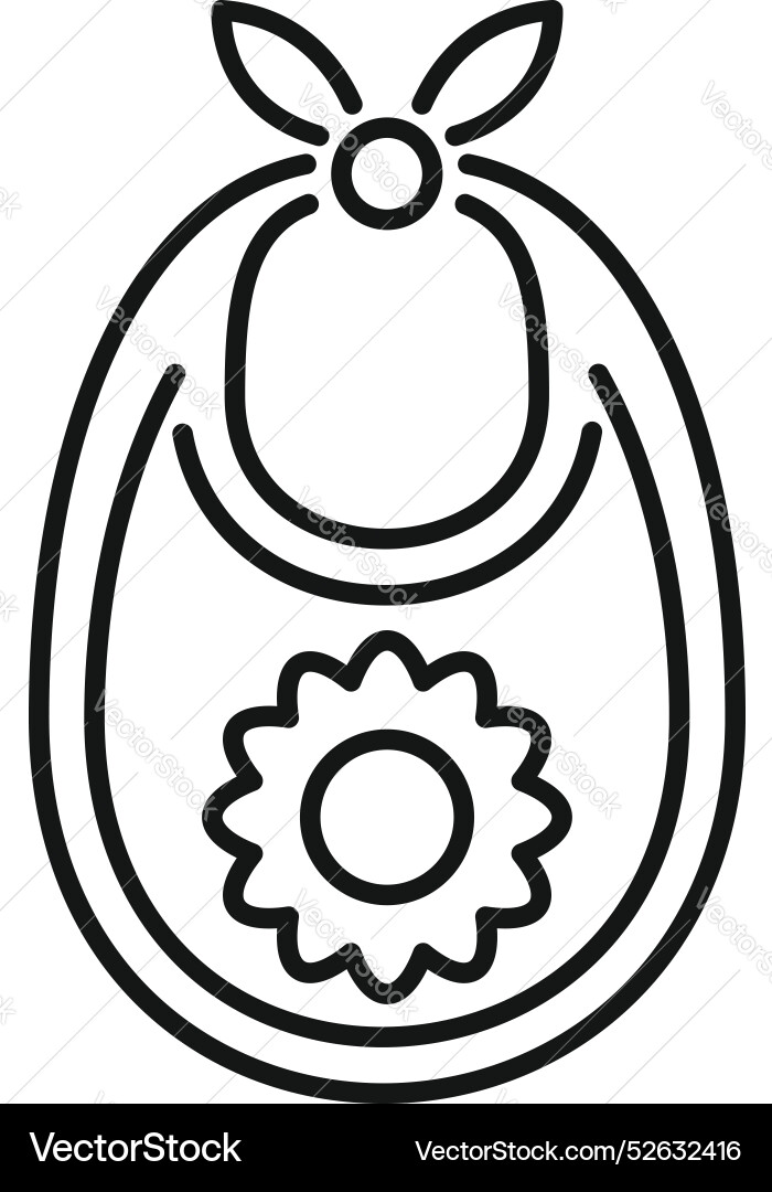 Baby bib with flower icon outline Royalty Free Vector Image
