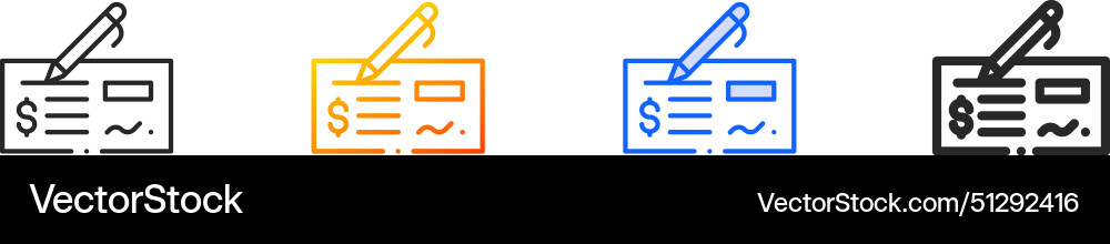 Cheque iconthin linear gradient blue stroke Vector Image