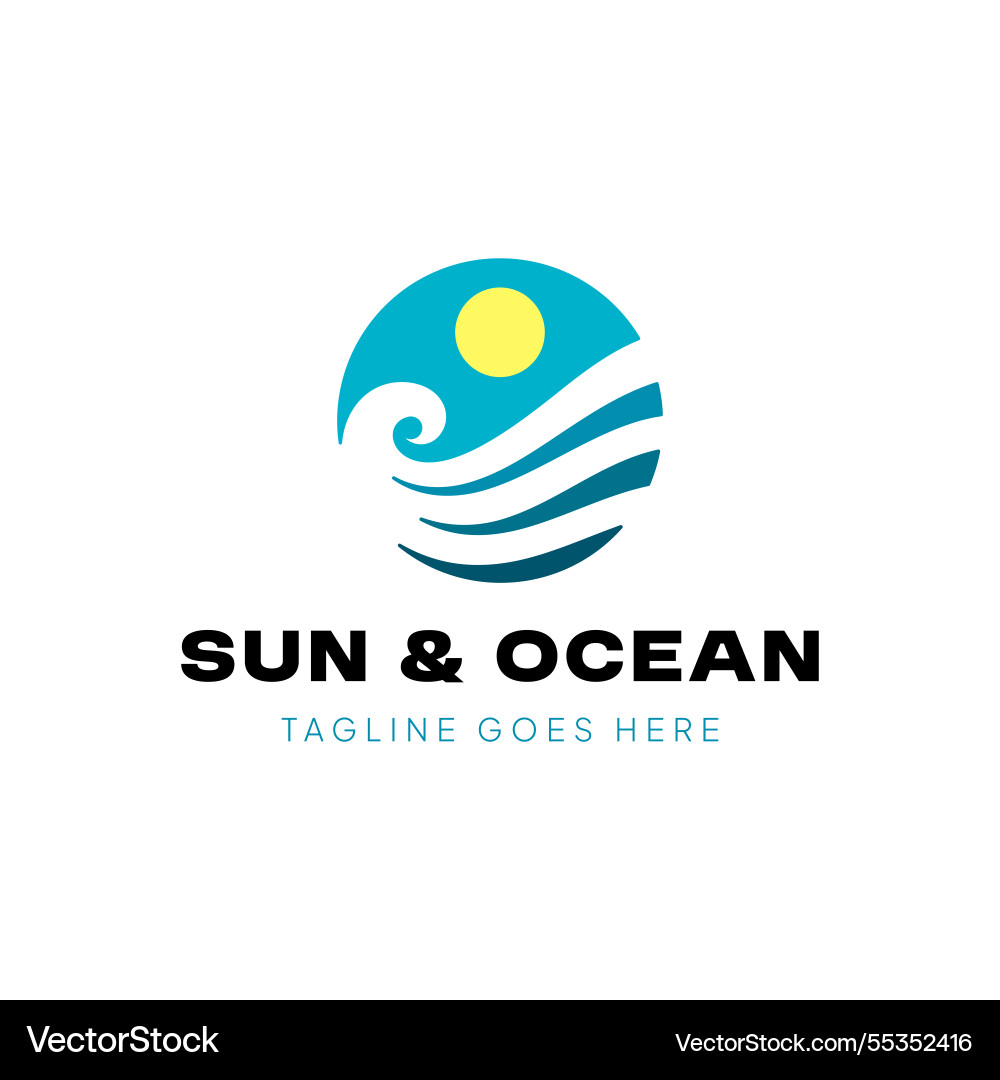 Circular sun and waves logo Royalty Free Vector Image