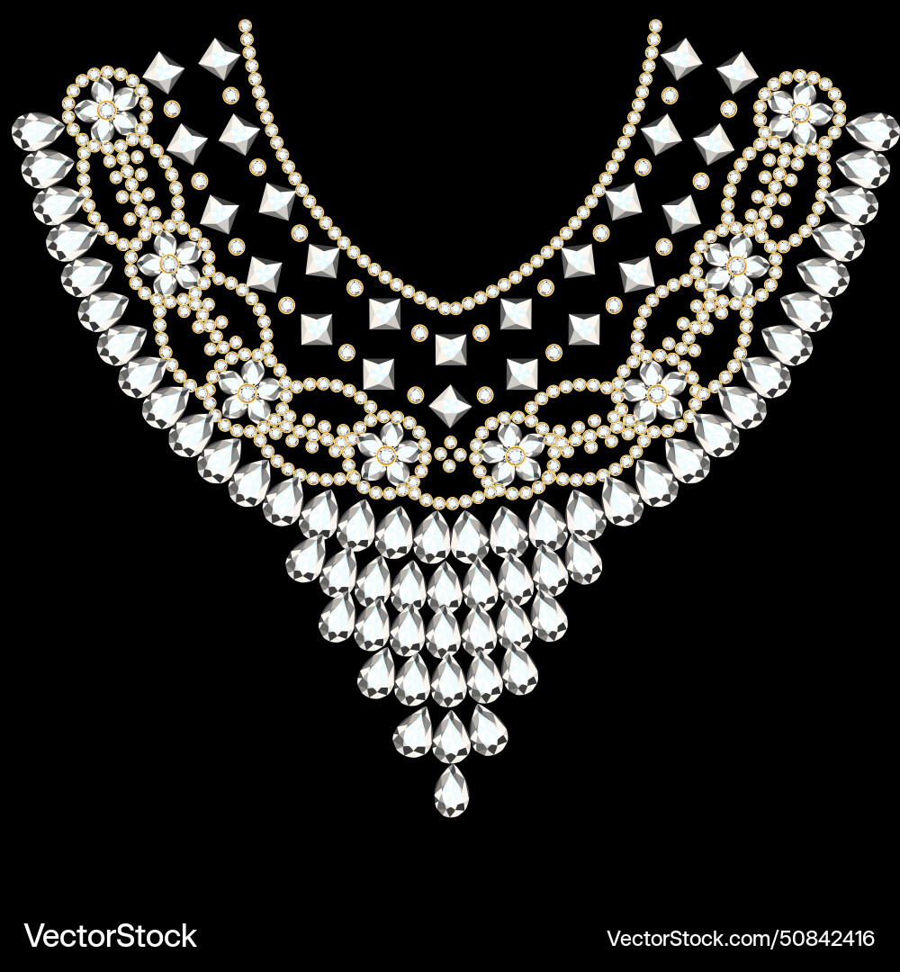 Collar neck decoration with rhinestones Royalty Free Vector