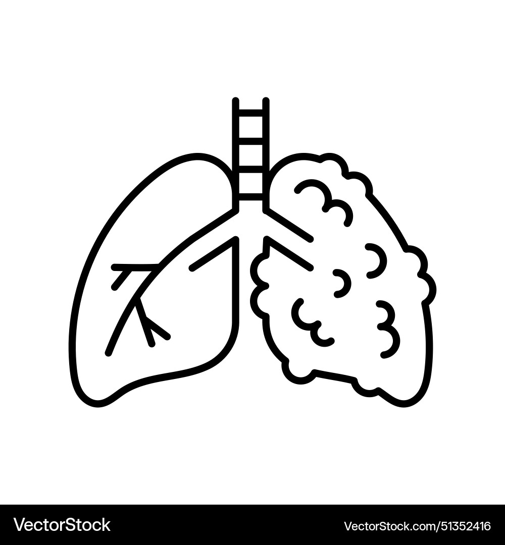 Copd line black icon human disease sign for web Vector Image