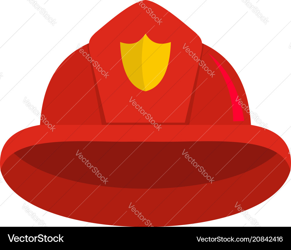 Fire Helmet Icon - Flat Style Royalty Free Vector Image