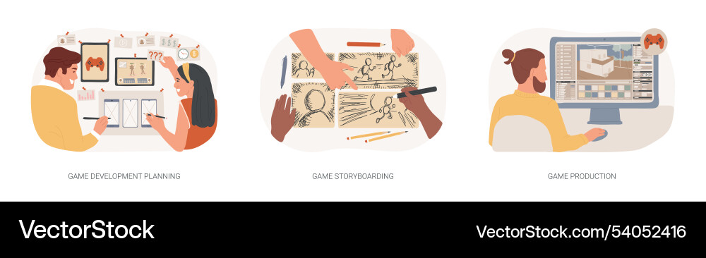 Game development process isolated cartoon Vector Image